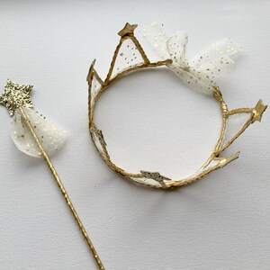 Gold Fairy Princess Crown With Magic Wand Star Headdress Twinkle ...