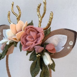 Deer Antler Flower Headband Fawn Ears Flower Crown Woodland Themed ...