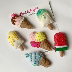 Sprinkles Ice Cream Pightail Clips Set of Two Felt Ice Cream Hair Clip ...