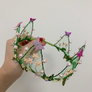 Fairy Princess Crown With Pink White Flowers Fairy Garden Birthday ...