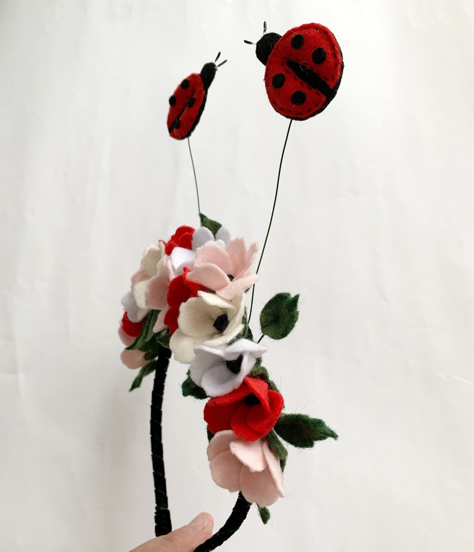Felt Ladybug Flower Crown Headband, Birthday Party Costume - Etsy