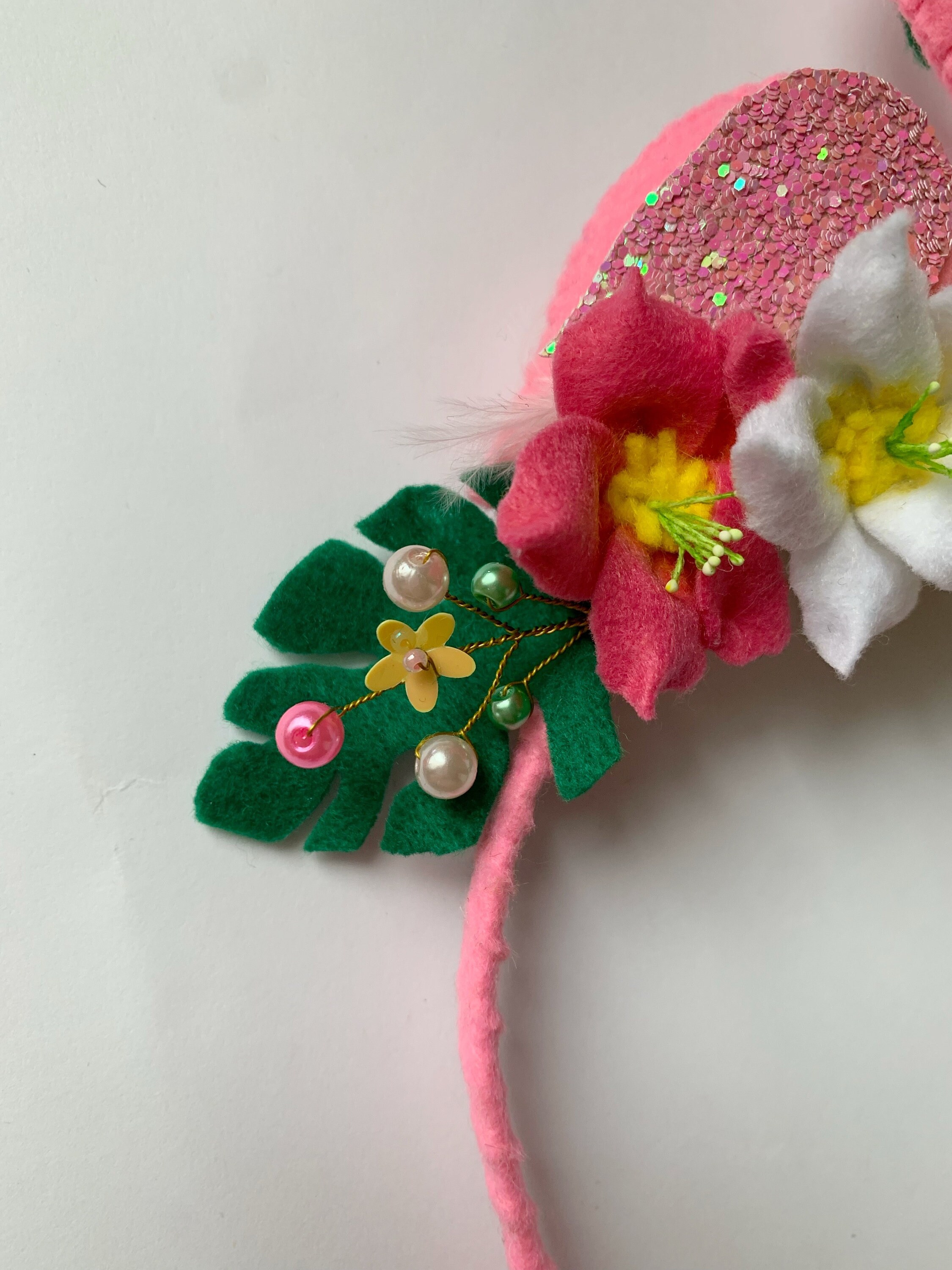 Pink Flamingo Headband, Tropical Flower Crown, Birthday Headpiece - Etsy