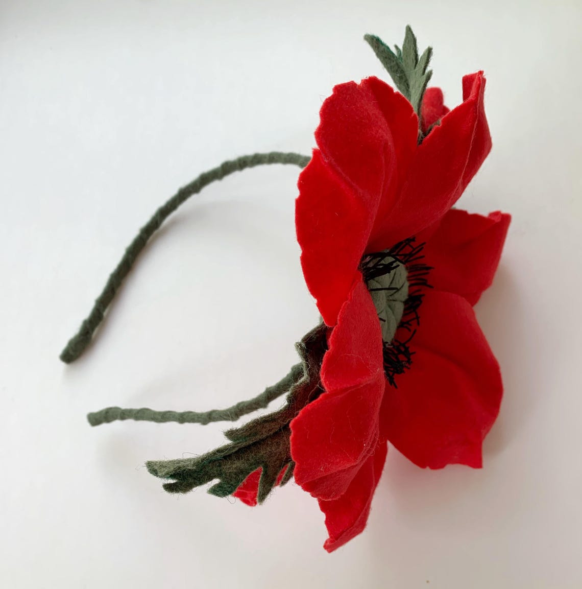 Felt Poppy Headpiece, Large Red Millinery Flower Fascinator Fet Poppy ...