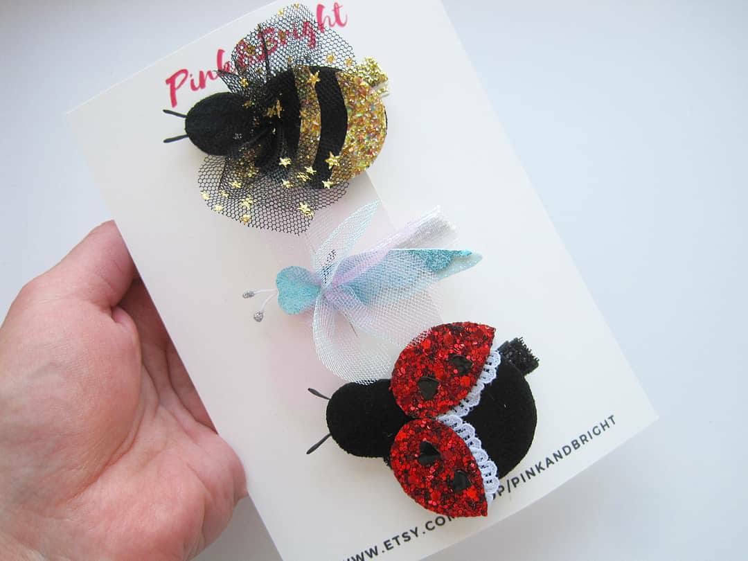 Ladybug Hair Clip Dragonfly Hair Clip Bee Hair Clip Set of 3 Hair Clips ...