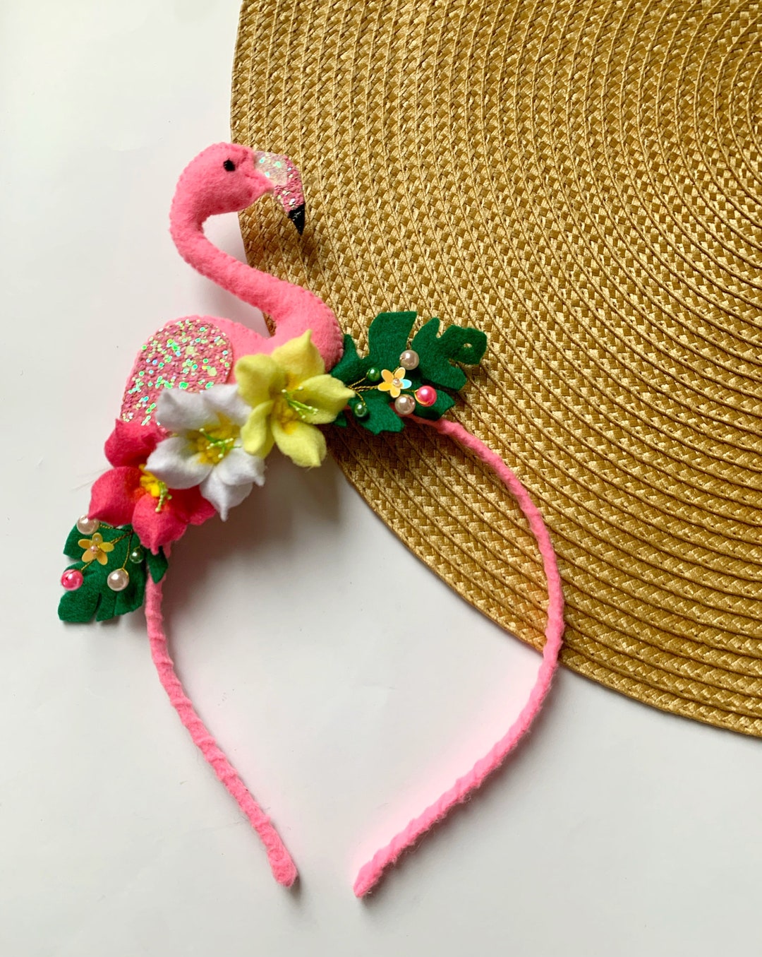Pink Flamingo Headband, Tropical Flower Crown, Birthday Headpiece - Etsy