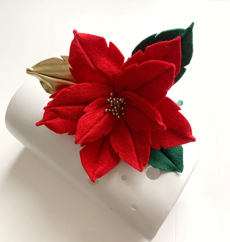 Red Christmas Fascinator Large Poinsettia Headband Red Holiday ...