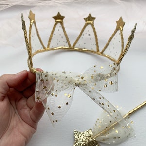 Gold Fairy Princess Crown With Magic Wand Star Headdress Twinkle ...