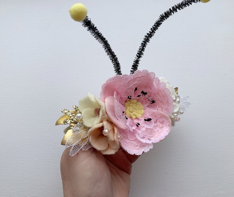 Queen Bee Floral Headband With Magic Bee Wand Boho Bumble Bee - Etsy