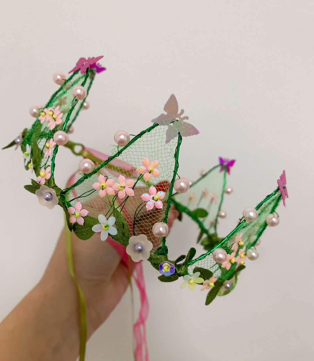 Fairy Princess Crown With Pink White Flowers Fairy Garden Birthday ...