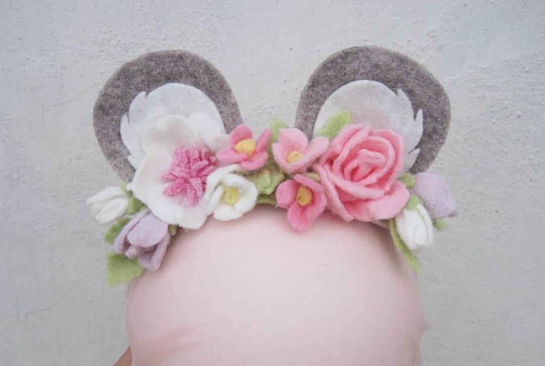 Gray Mouse Ears Headband Baby Mouse Ears Mouse Headband Mouse Ears ...