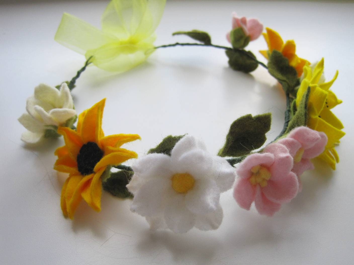 Felt Sunflower Crown, Daisy Hair Wreath, Baby Girl Headband - Etsy