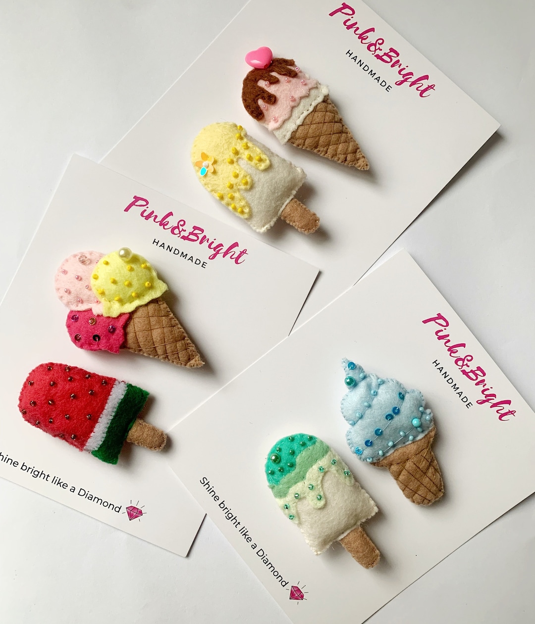 Sprinkles Ice Cream Pightail Clips Set of Two Felt Ice Cream Hair Clip ...