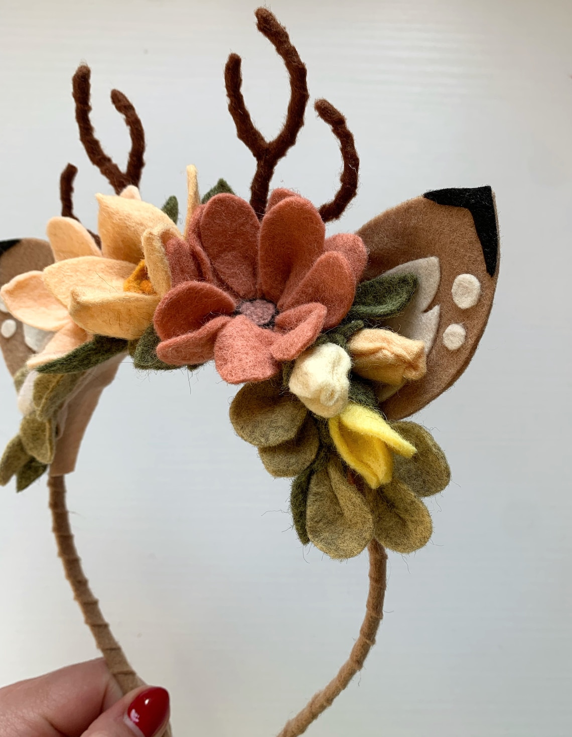 Fawn Ears Flower Crown Headband: Deer Antler Floral Headpiece - Etsy