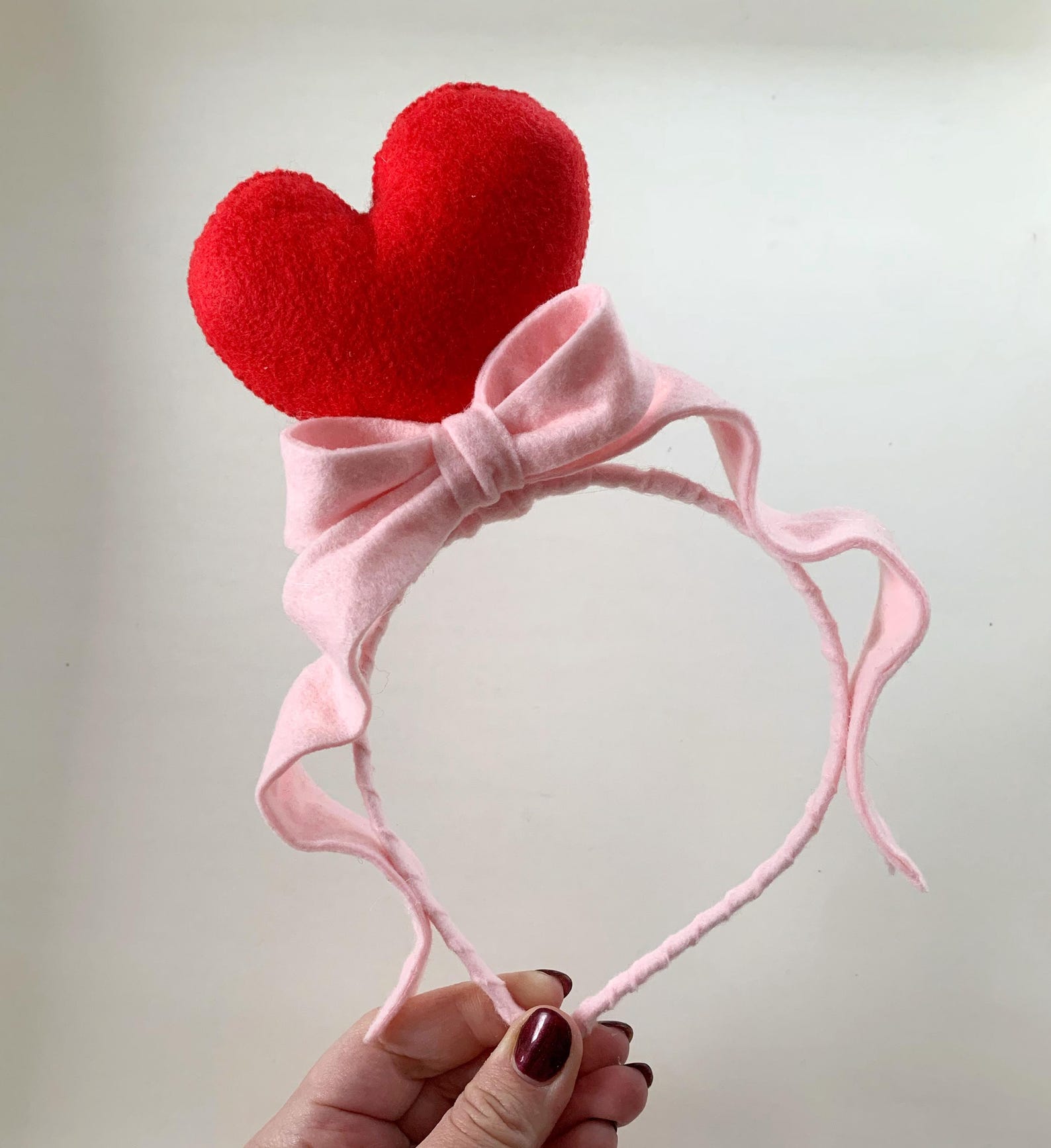 Valentine's Day Felt Heart Headband With Pink Bow - Etsy