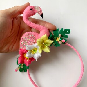 Pink Flamingo Headband, Tropical Flower Crown, Birthday Headpiece - Etsy