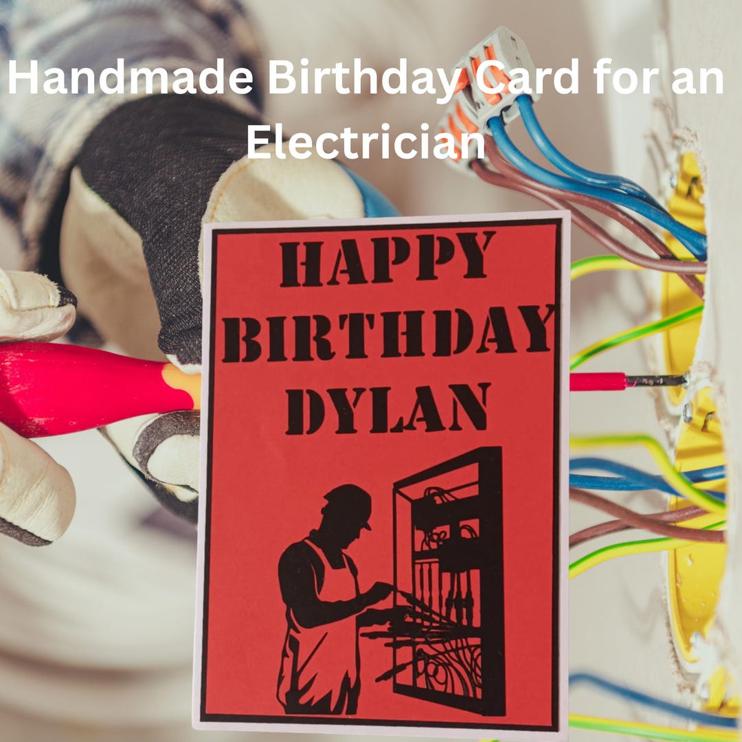 Handmade Electrician Birthday Card. Personalised With Name of Your ...