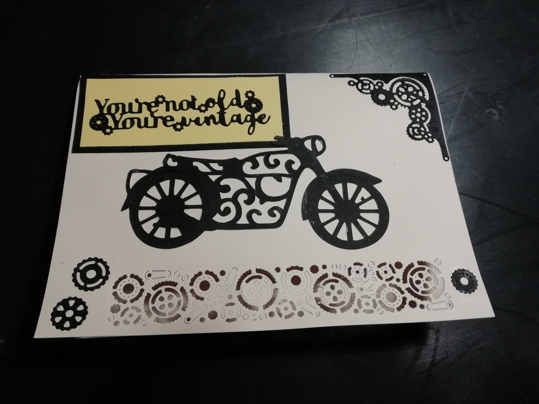 Handmade Card Featuring a Vintage Motorcycle - Etsy