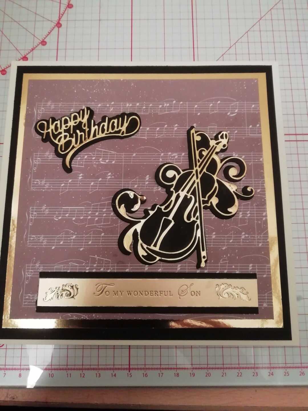 Luxury Large Music Card Featuring a Violin in Black and Gold on a ...