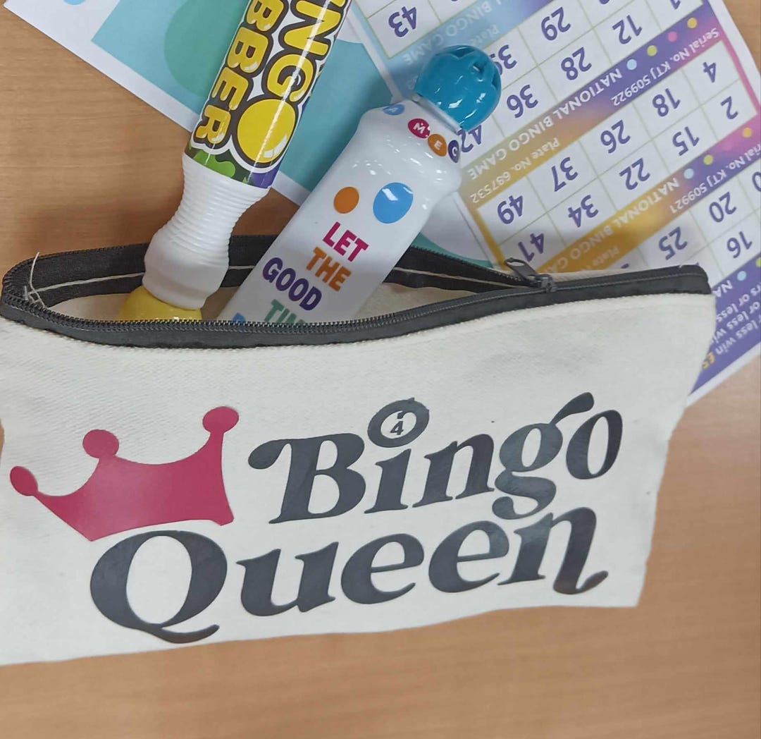 Zipped Canvas Bingo Bag. . Easily Fit in Your Hand Bag. 25x11 Cm. Keep ...