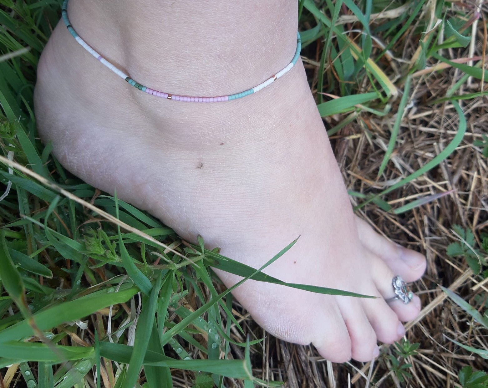 Handmade Rose Gold Wire Minimalist Beaded Anklet BLOOM - Etsy UK