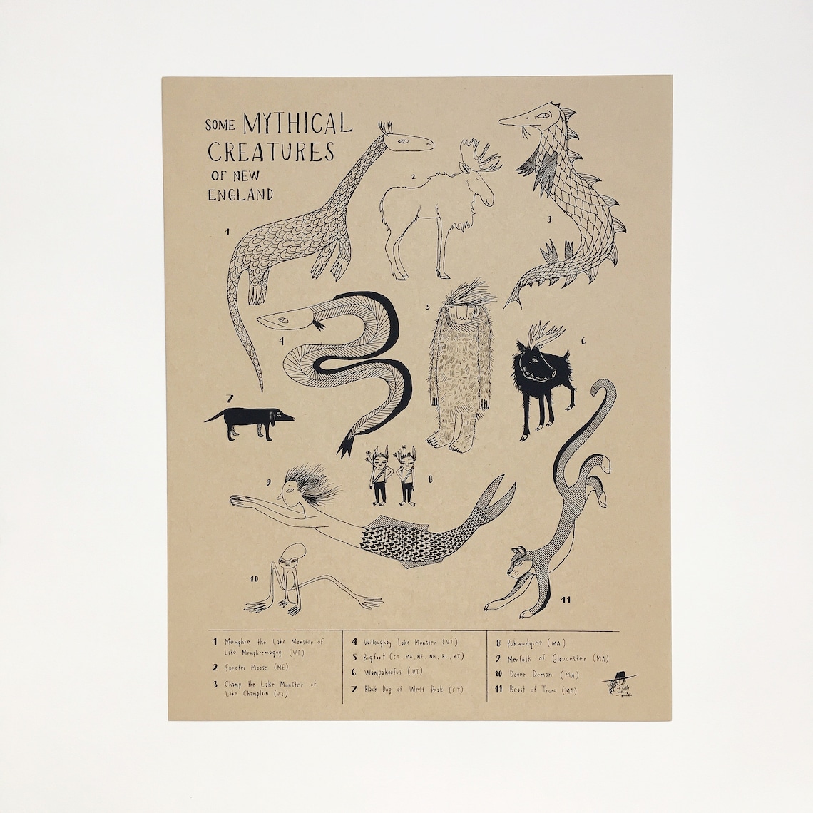 Some Mythical Creatures of New England | Screen-print | 11"x14 ...