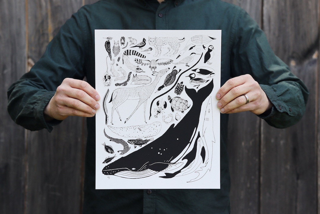 New England Animals | Screen-print | 11"x14" | Vermont-made - Etsy