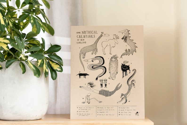 Some Mythical Creatures of New England | Screen-print | 11"x14 ...