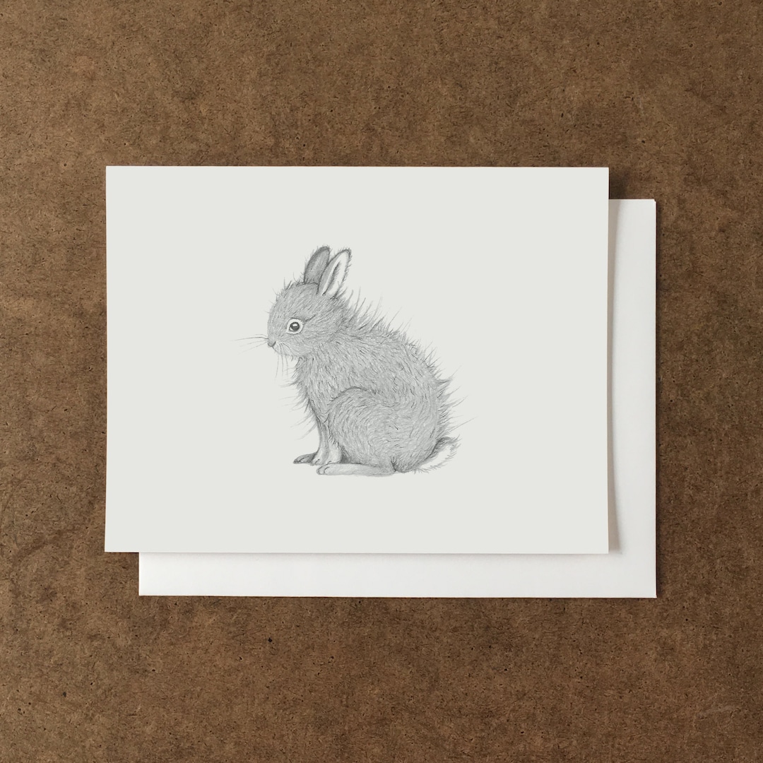 Bunny | Greeting Card | Nursery Print | Pencil Drawing | Baby | Blank ...