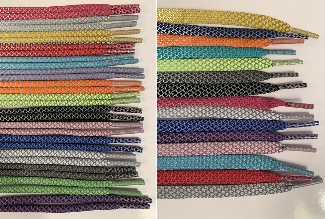 Pair of Round or Flat Reflective Sneaker Shoelaces - 27 36 45 54 63 72 ...