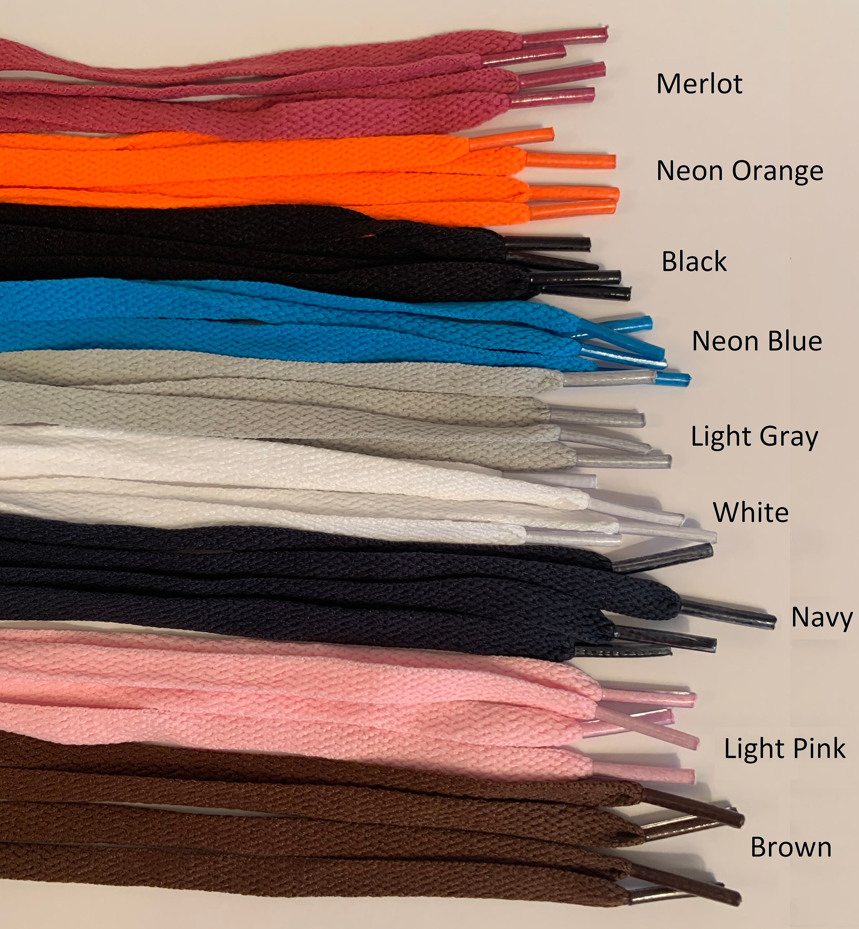 BULK 10 Pair of Flat Sneaker Shoelaces 27 36 45 54 63 72 Inch Length ...
