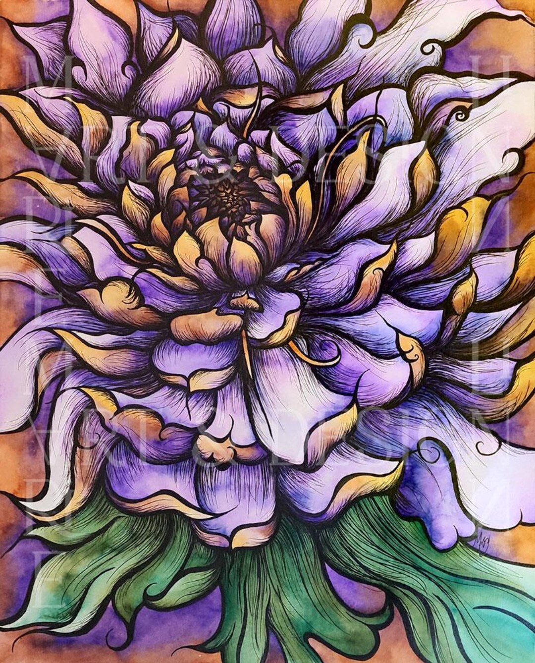 Purple Floral Painting: Expressive Flower Art - Etsy