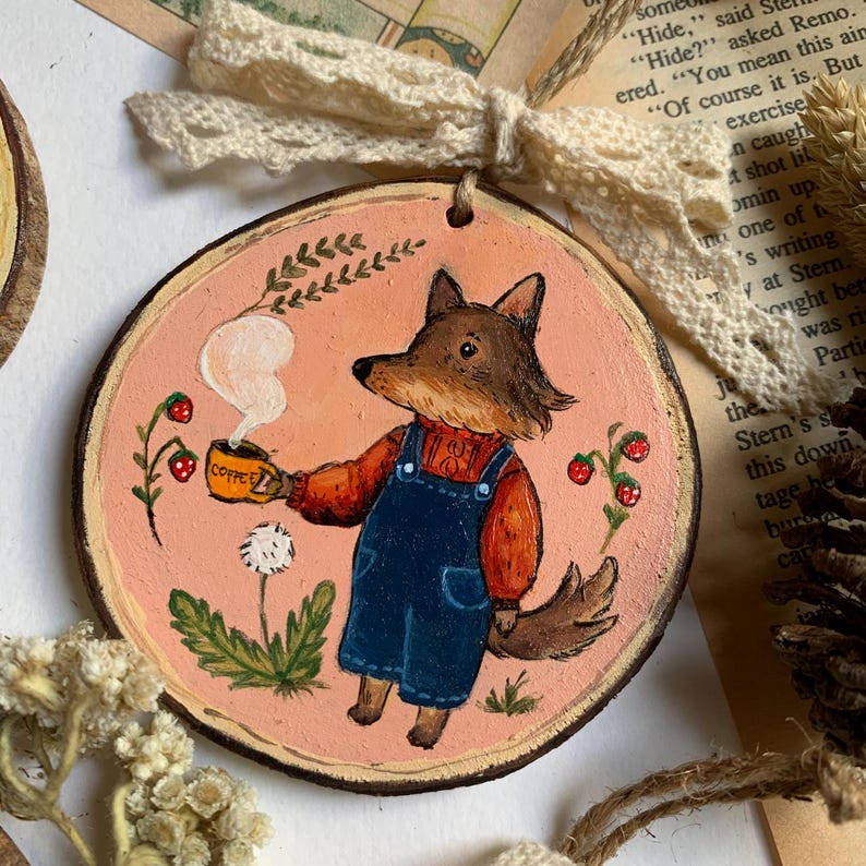Hand-painted Animal Wood Slice Ornament – Enchanted Forest Decor - Etsy