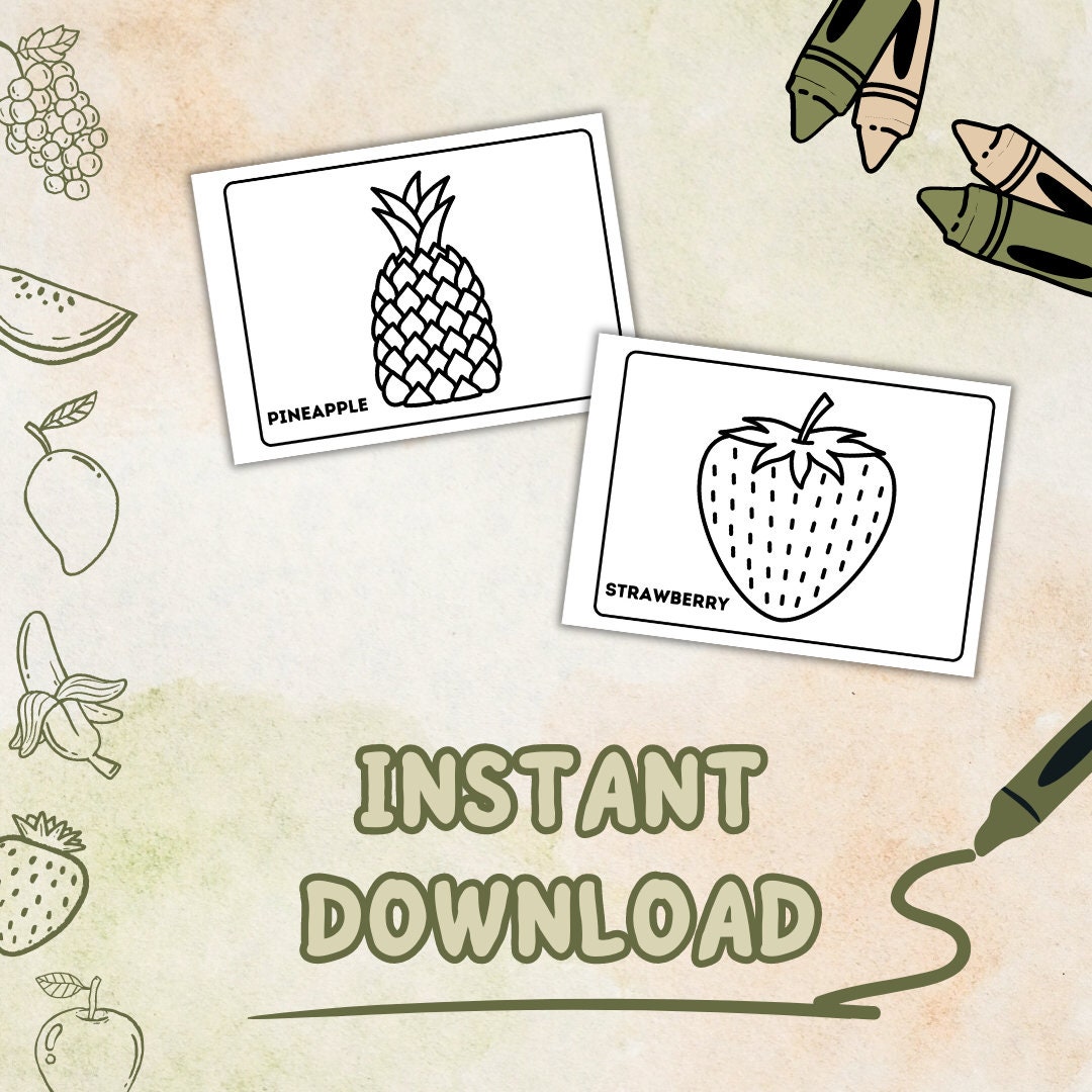 Vol. 1 _ FRUIT Coloring Pages for Preschool and Kindergarten, PDF File ...
