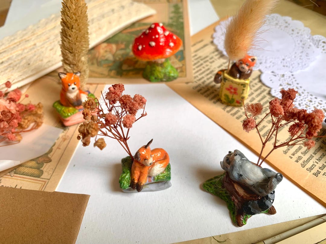 Handmade Tiny Clay Animal _ Tiny Animal Miniature _ Tiny Animal Pot ...