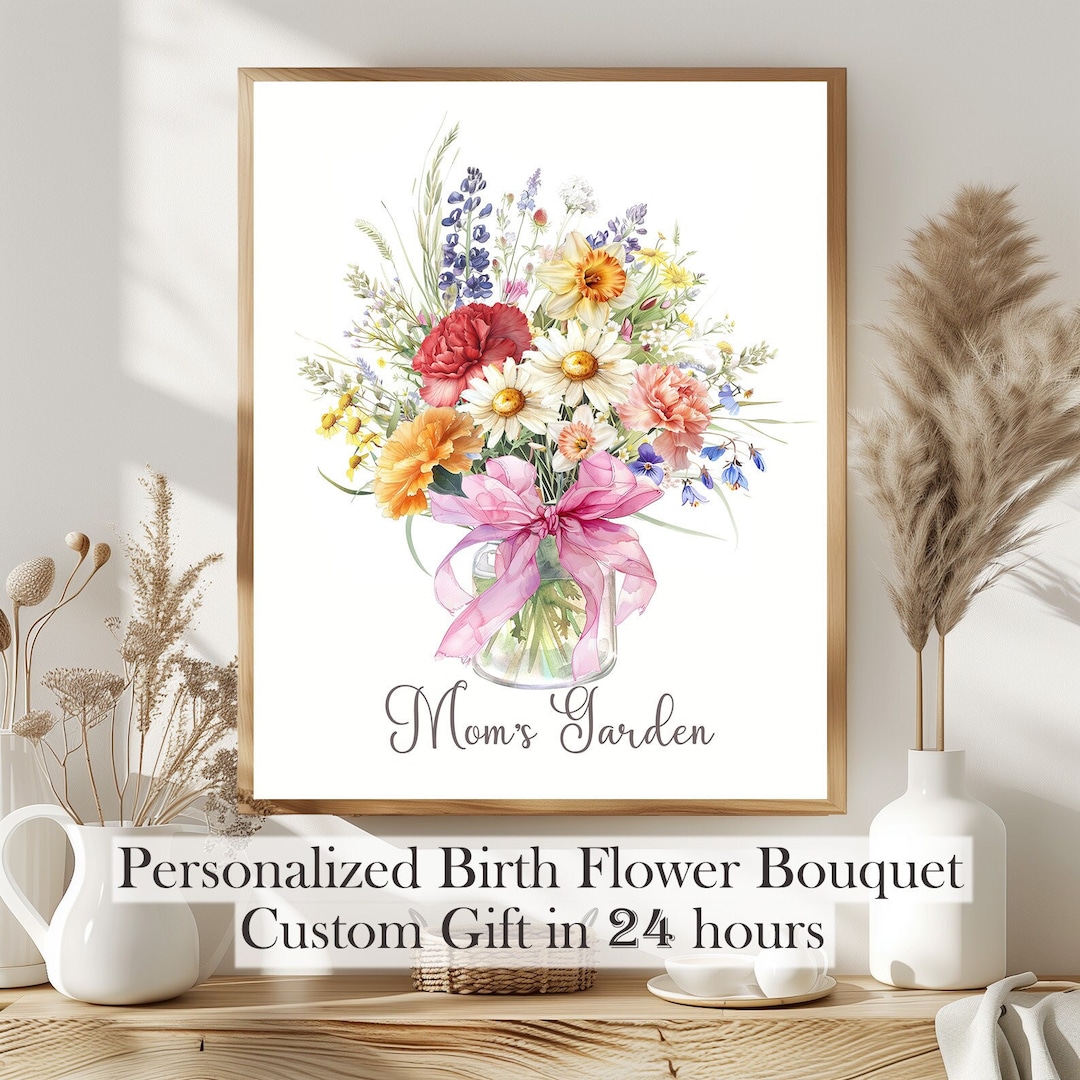 Custom Birth Month Flower Bouquet Personalized Birth Flower Family ...