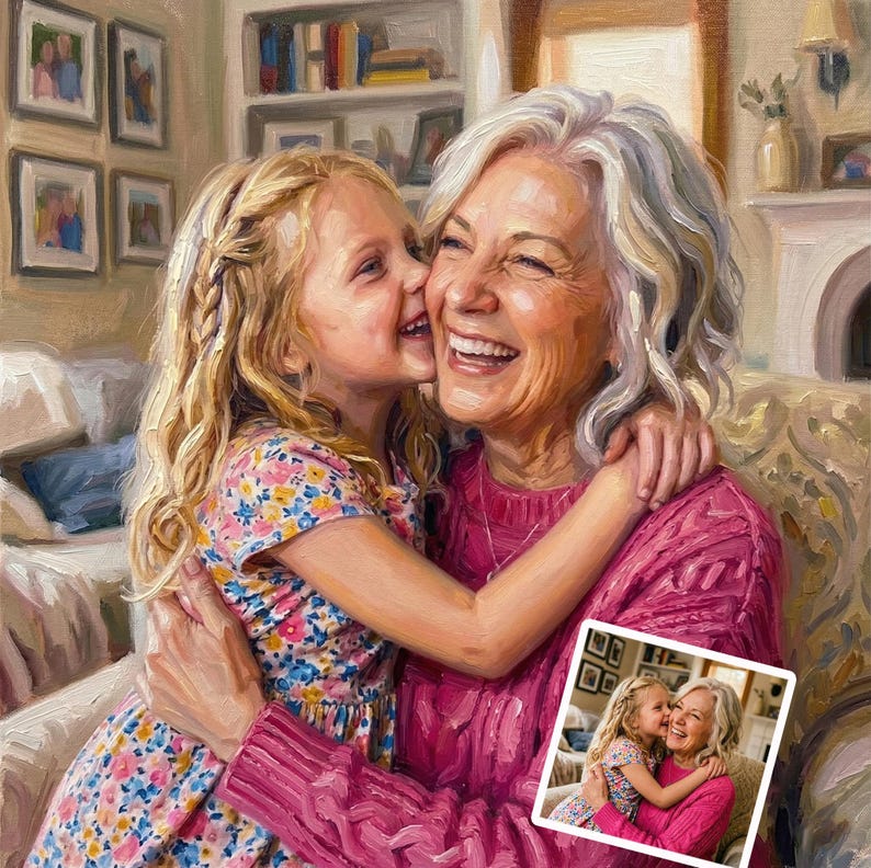 Custom Family Portrait From Photo Mothers Day Gift for Mom Gift for Her ...