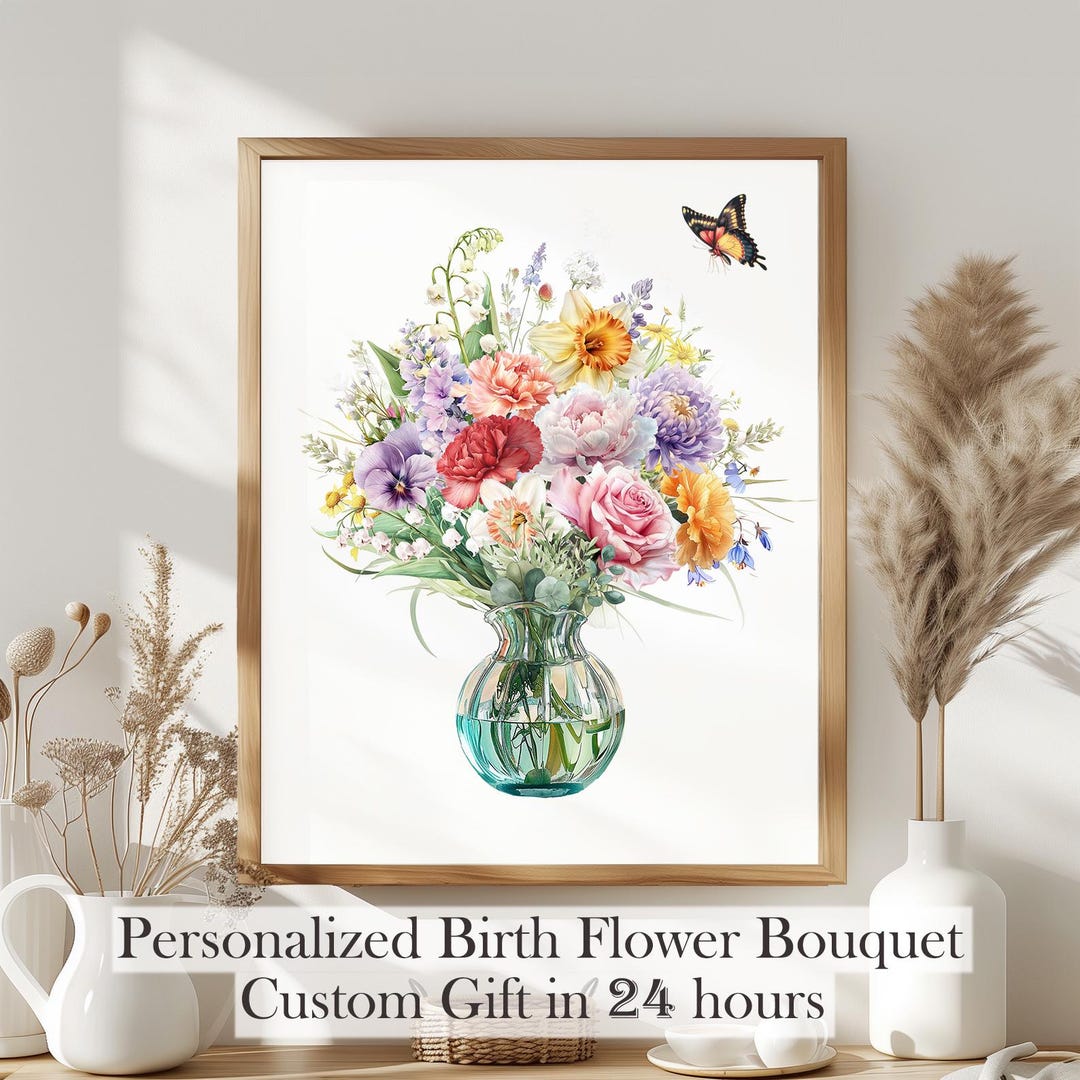 Custom Birth Month Flower Bouquet Personalized Birth Flower Family ...