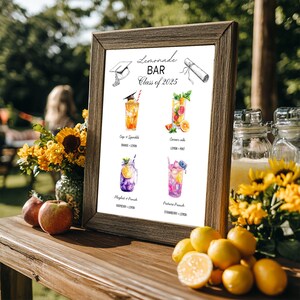 Graduation Party Lemonade Bar Editable Menu Sign Canva Template 16 ...