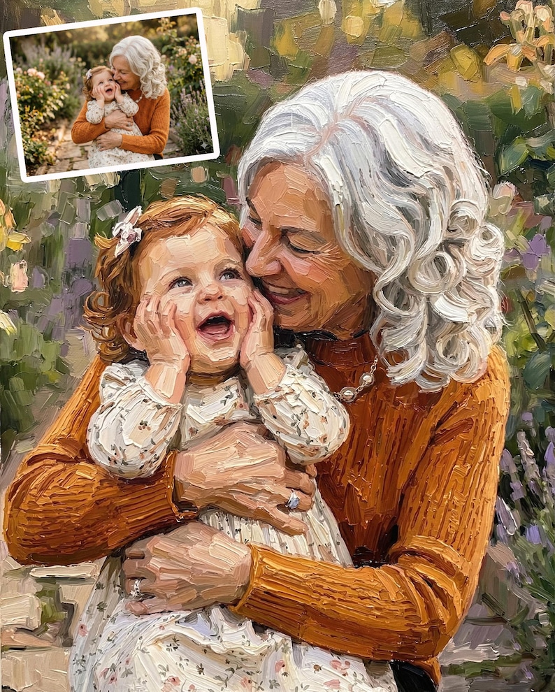 Custom Family Portrait From Photo Mothers Day Gift for Mom Gift for Her ...