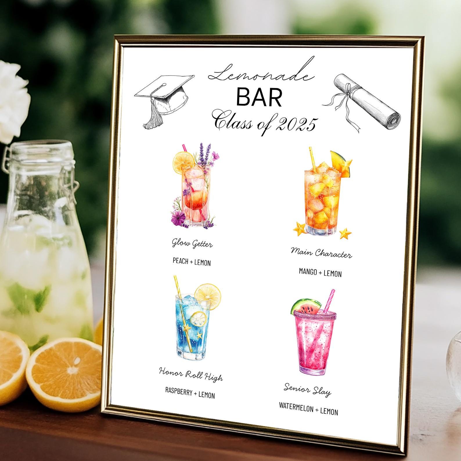 Graduation Party Lemonade Bar Editable Menu Sign Canva Template 16 ...