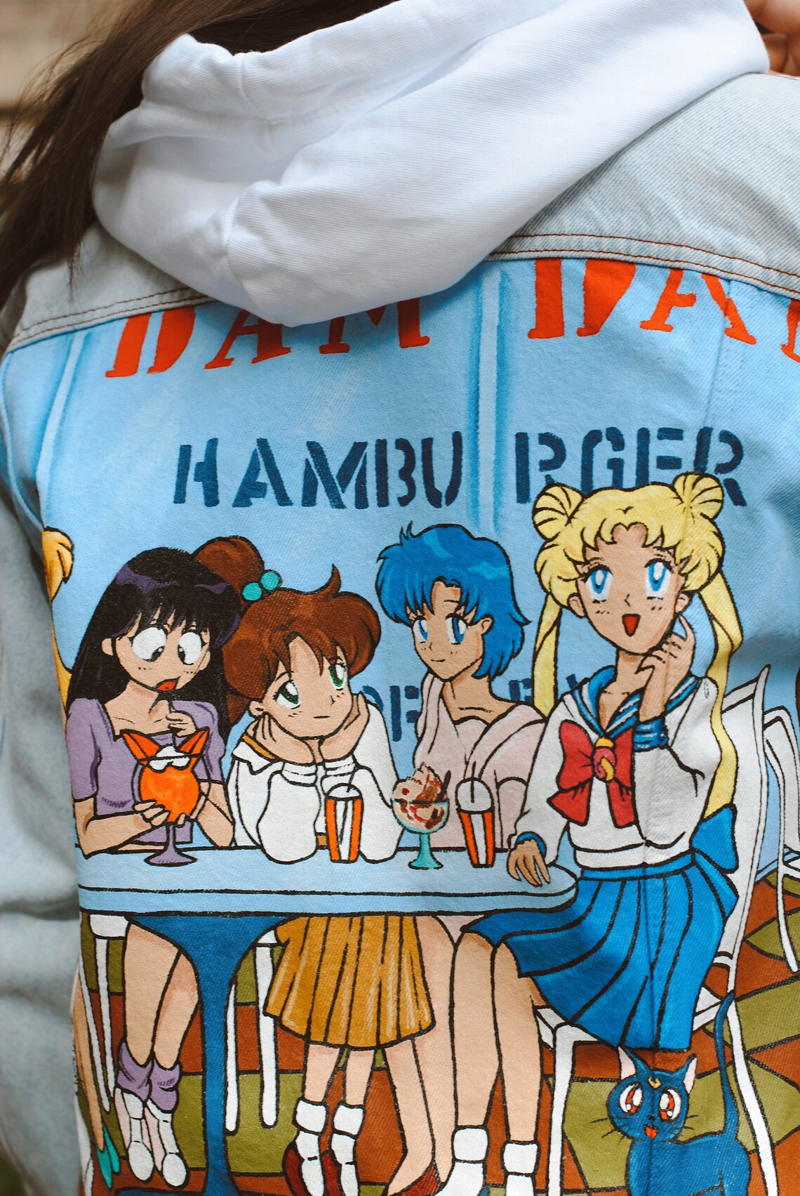 Sailor Moon hand painted denim jacket painted clothing | Etsy