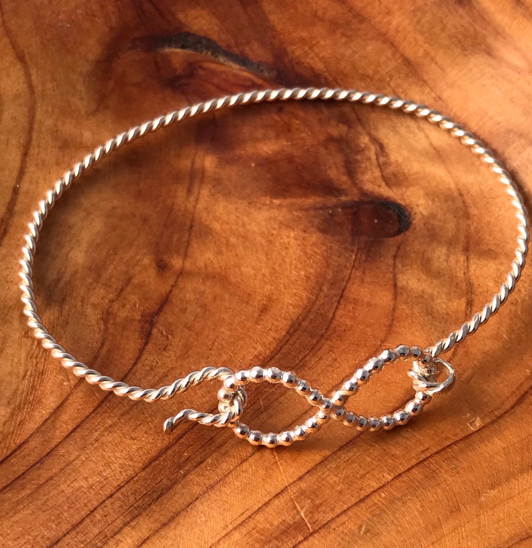 Infinity Symbol Bangle Bracelet, Twisted Bangle Bracelet, Sterling ...
