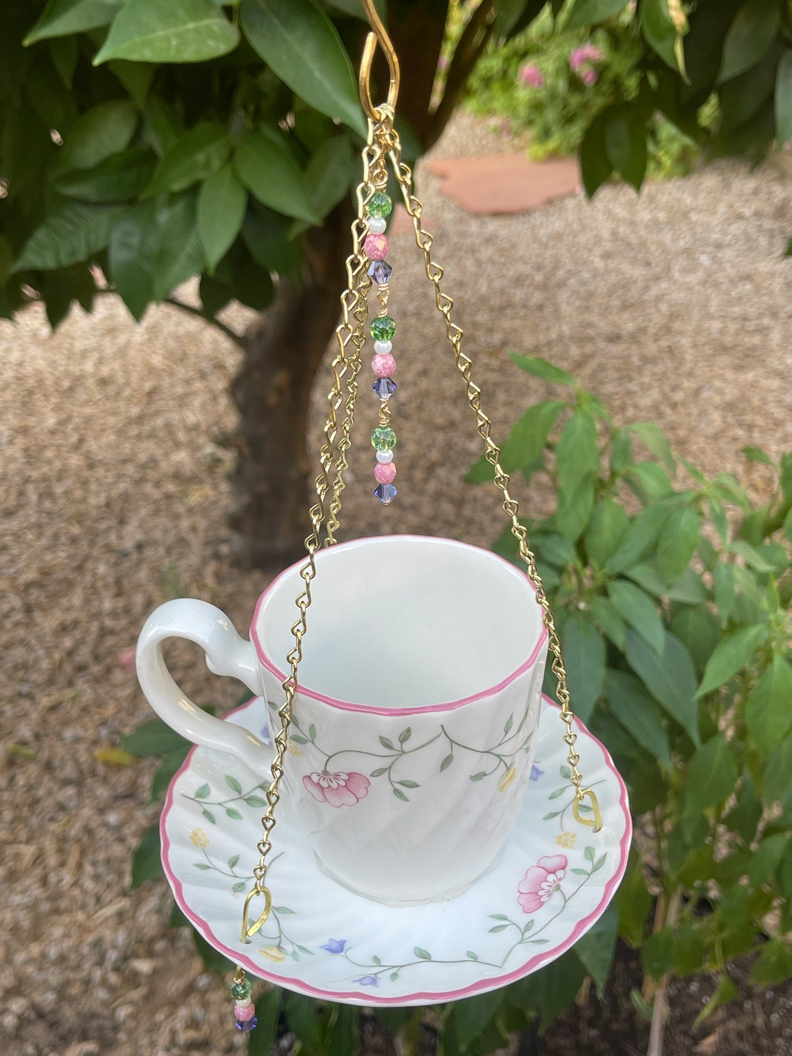 Upcycled Cup and Saucer Bird Feeder, Planter, Faux Candle Holder - Etsy