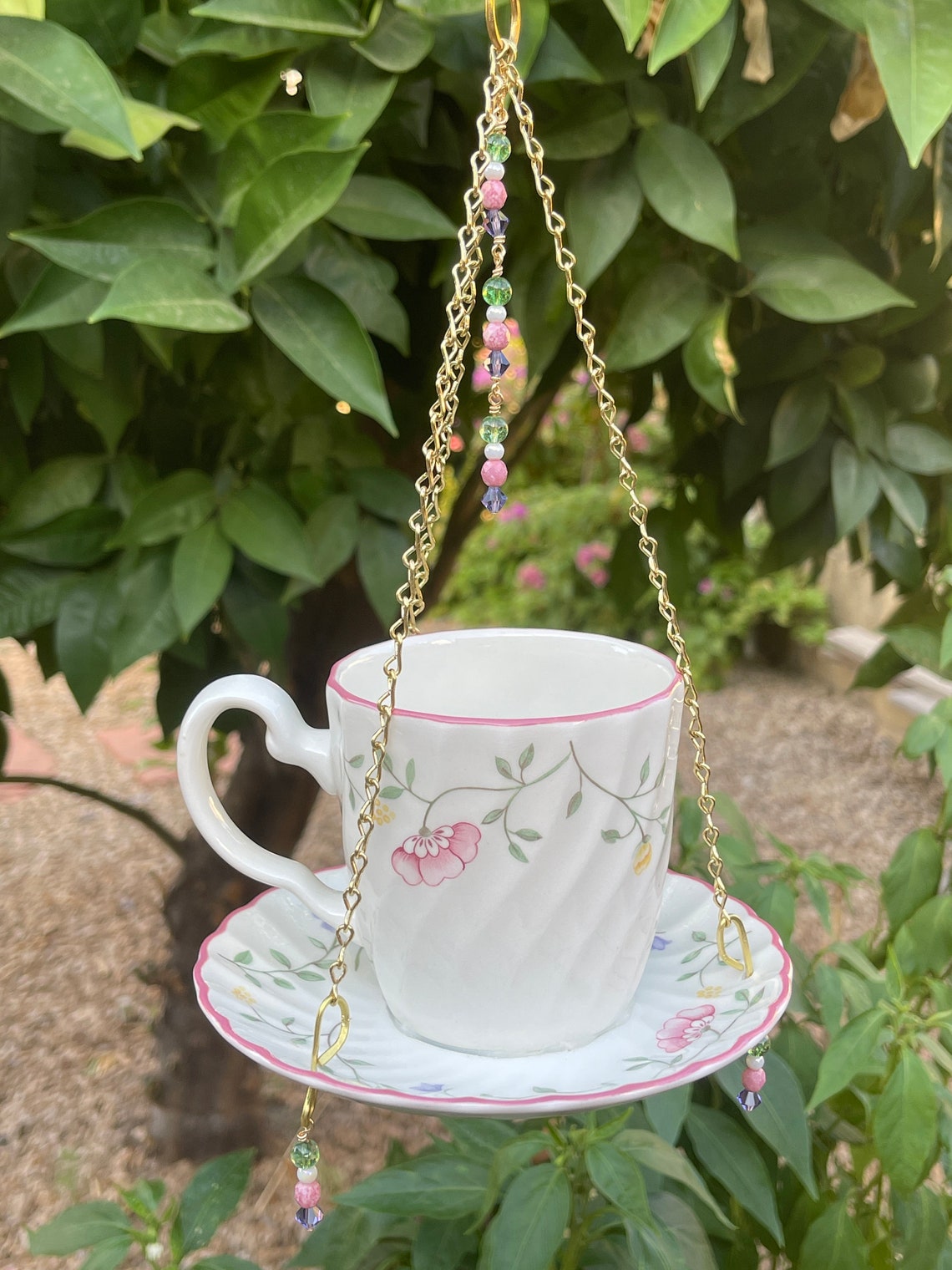 Upcycled Cup and Saucer Bird Feeder, Planter, Faux Candle Holder - Etsy