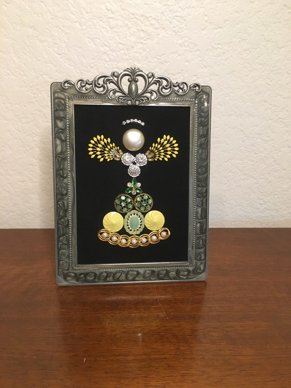 Vintage Jewelry Art Framed Angel Picture Unique gift of love | Etsy
