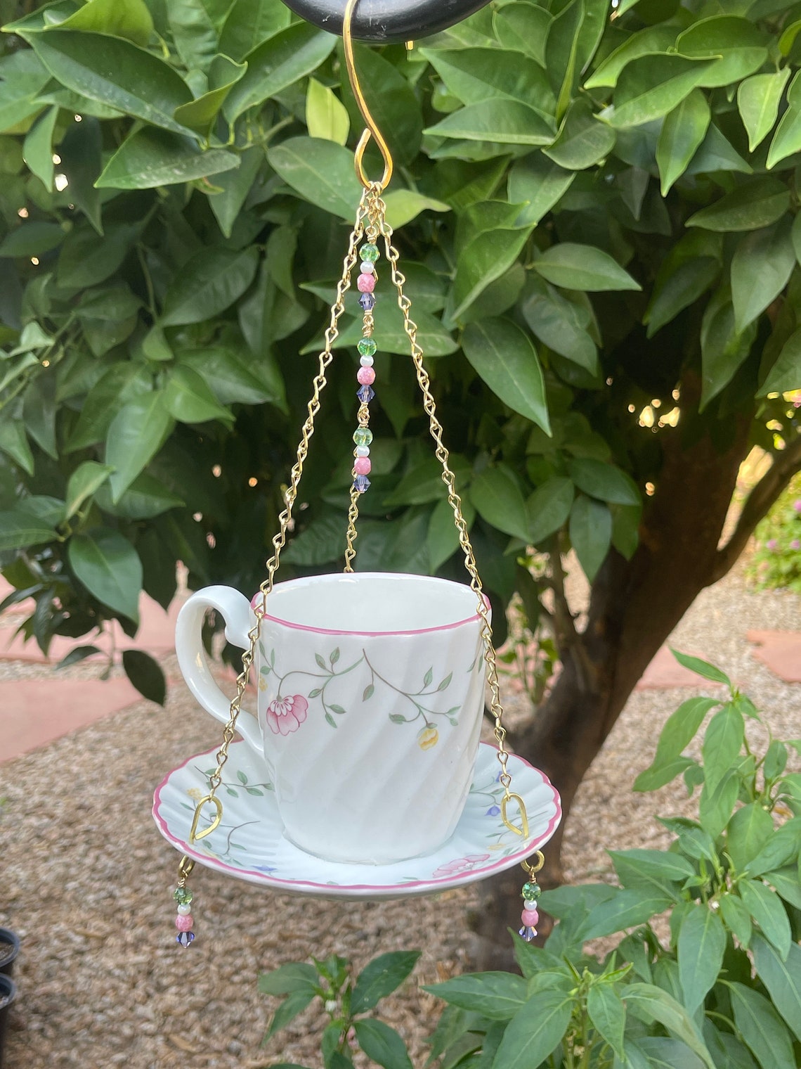 Upcycled Cup and Saucer Bird Feeder, Planter, Faux Candle Holder - Etsy
