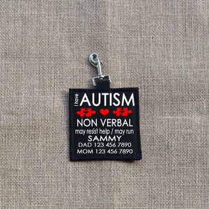Autism Alert Hang Tag, Personalized Medical Alert Hanging Patches ...