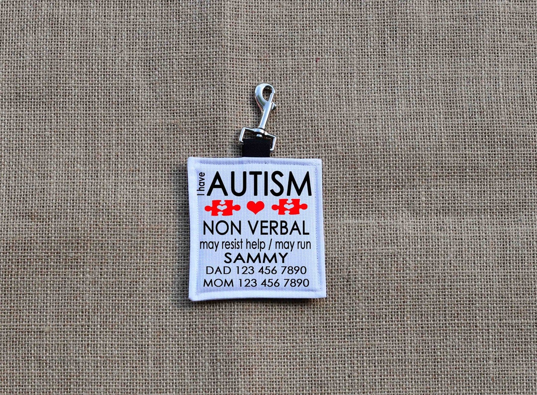 Autism Alert Hang Tag, Personalized Medical Alert Hanging Patches ...