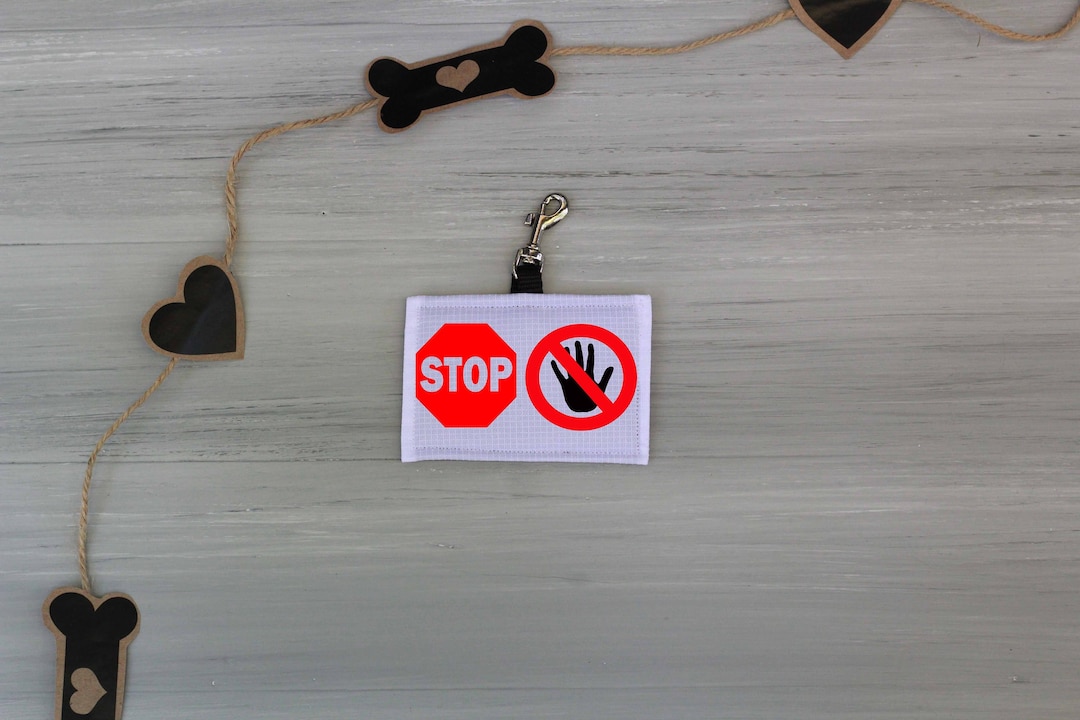 STOP Do Not Pet Symbol Alert Hang Tags for Dog, Tiny Tags for Dogs, Dog ...