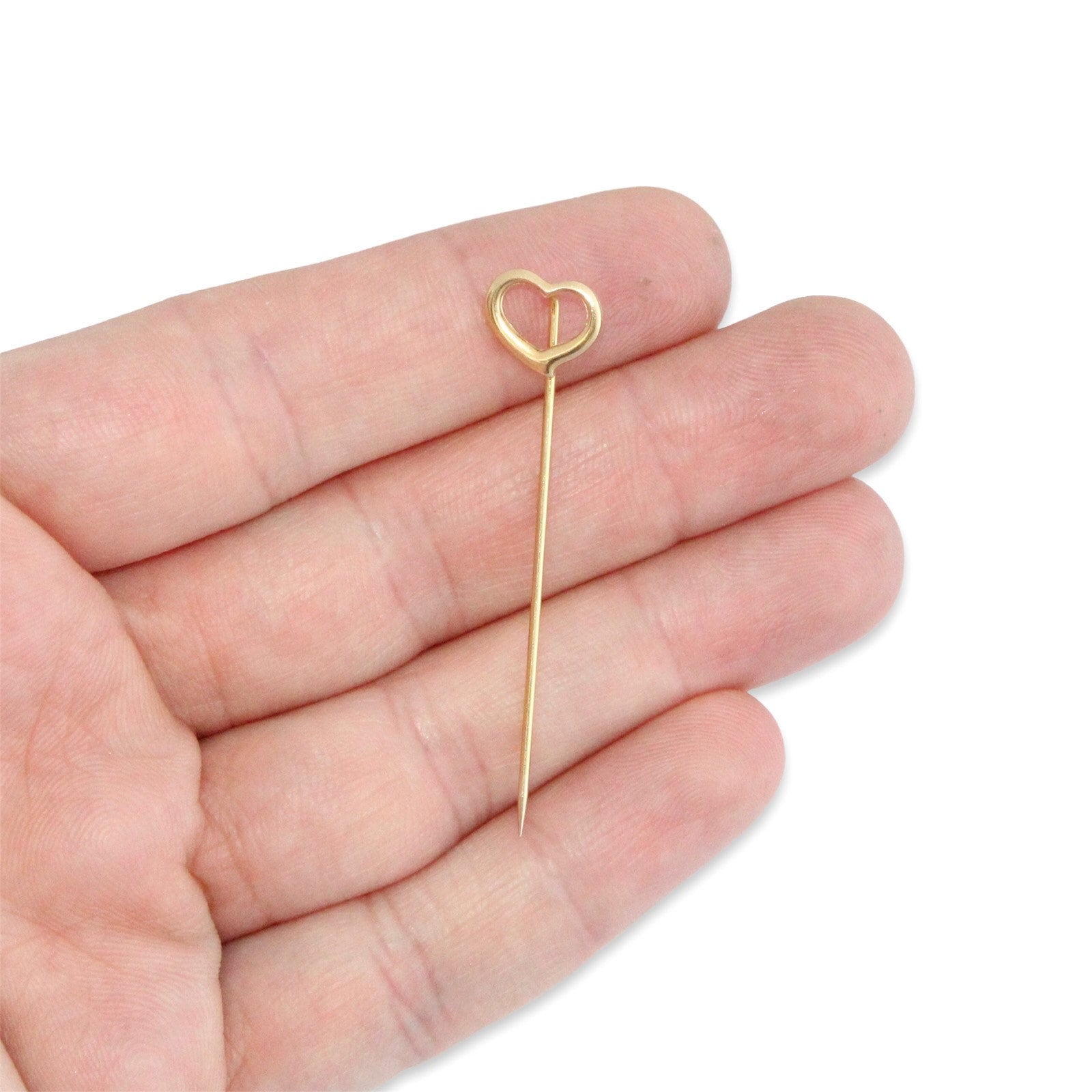 Vintage 14K Gold Open Heart Stick Pin - Etsy